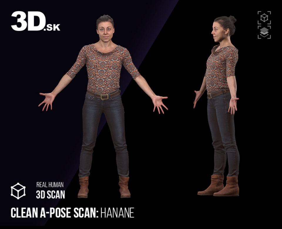 Cleaned A Pose Scan | 3D Model Hanane Clothed