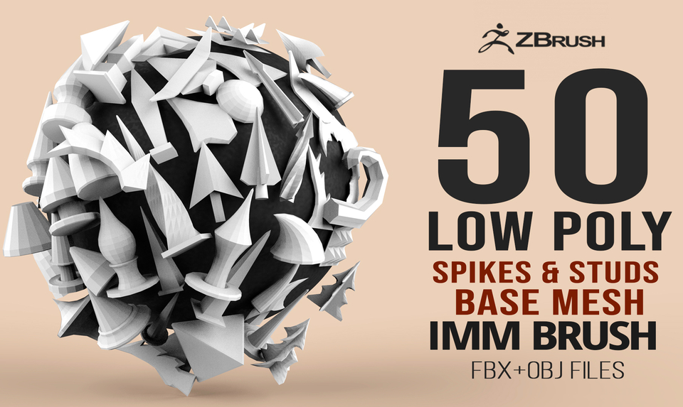 50 studs spikes base mesh shapes IMM brush set