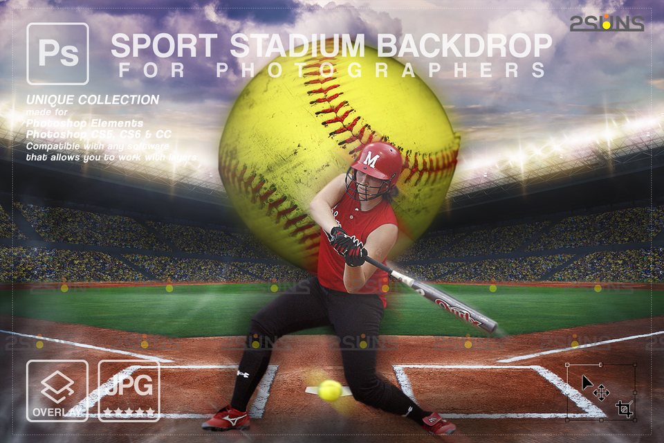 Digital Backdrop SOFTBALL Sport Stadium Overlay