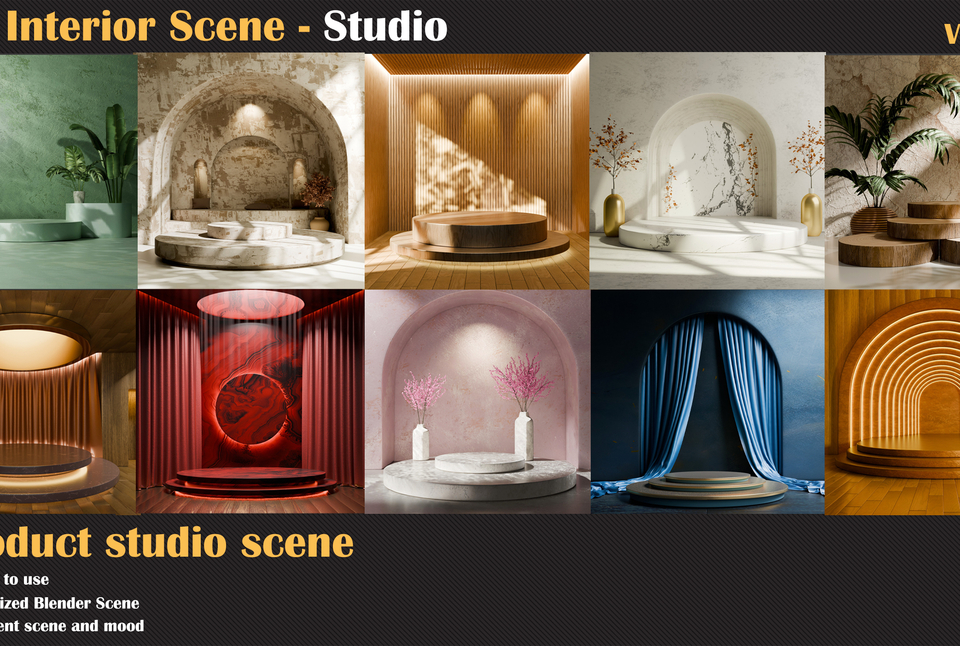 10 Mockup Background Studio For Blender - Vol2