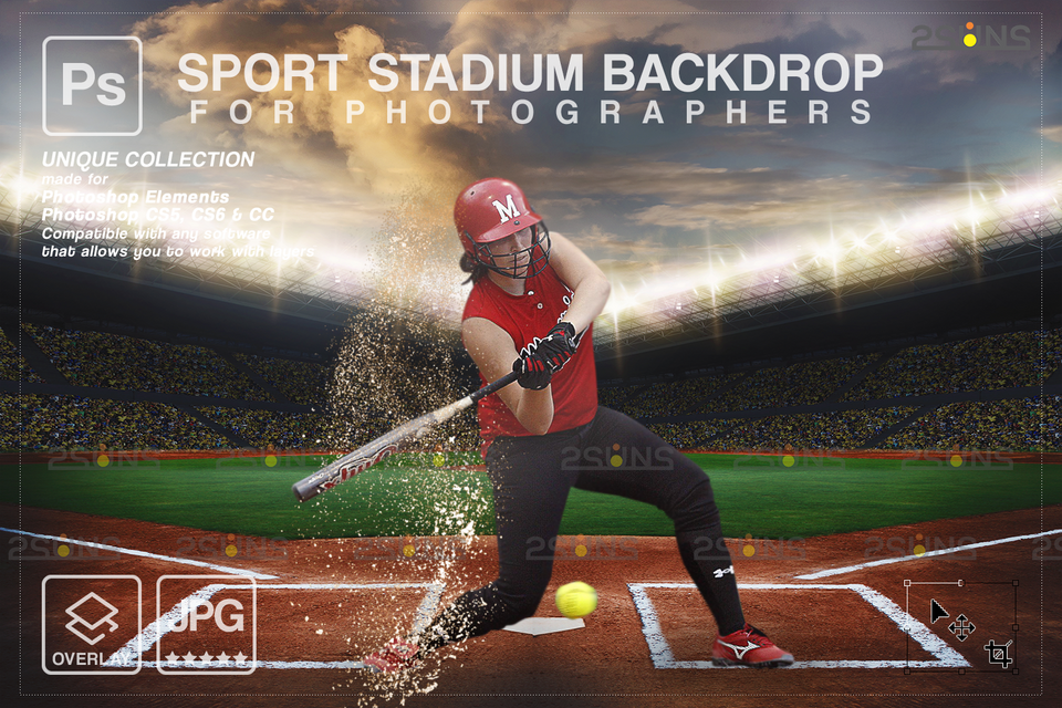 Digital Backdrop SOFTBALL Sport Stadium Overlay