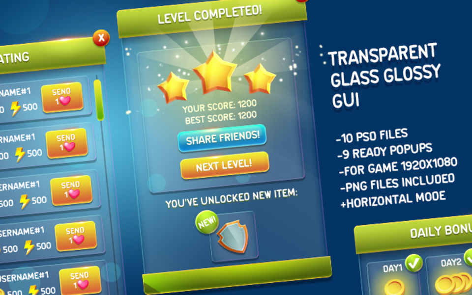 Transparent Glass Glossy GUI pack