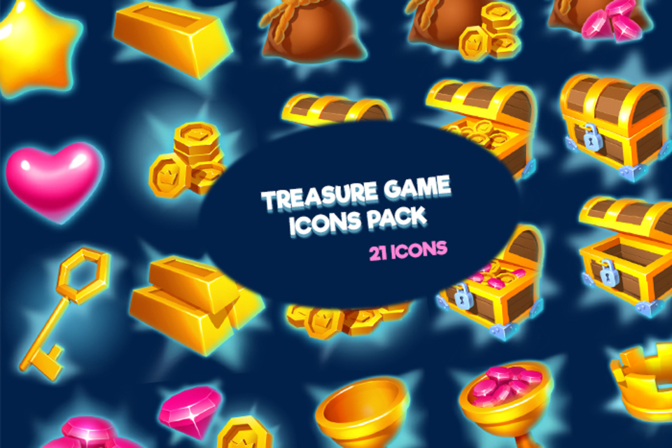 Treasure game icons pack