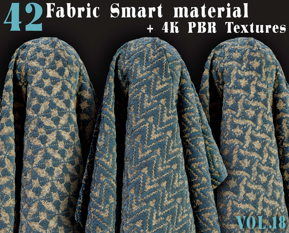 42 Fabric Smart Material + 4K PBR Textures - Vol18
