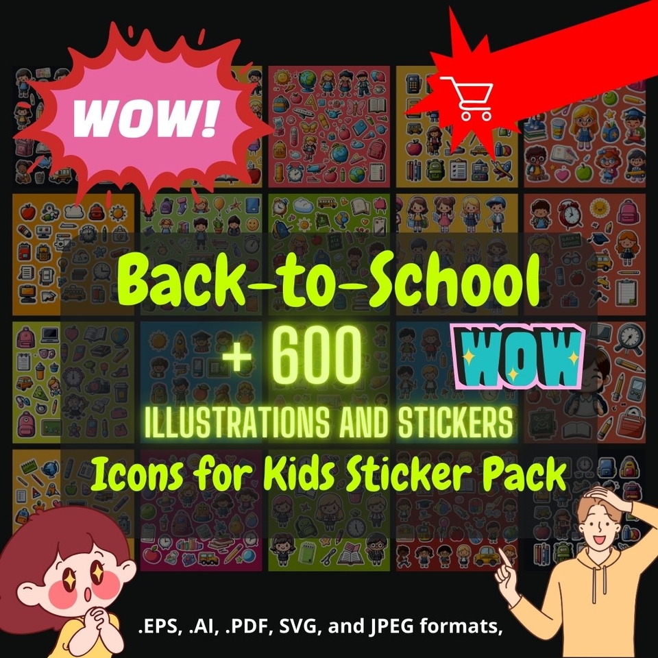 more than 600 Sticker Pack Back-to-School