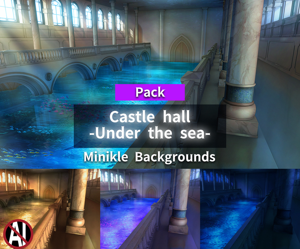 2D Castle hall Backgrounds pack -Fantasy07
