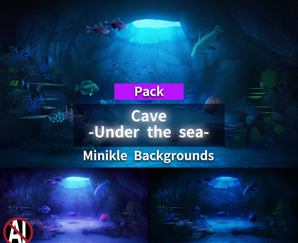2D Sea cave Backgrounds pack -Fantasy07