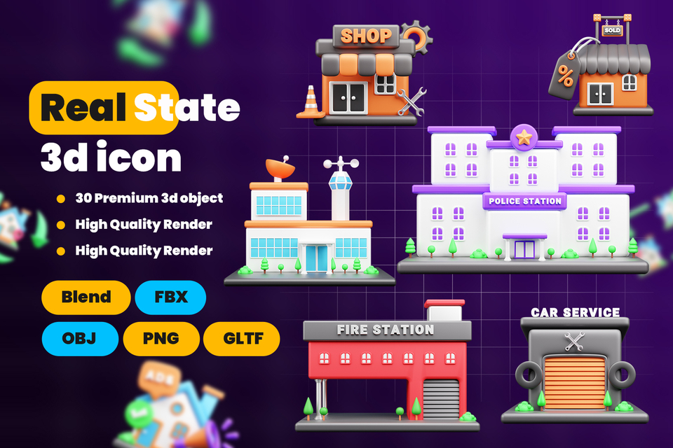 Real State 3d Illustration Icon Pack