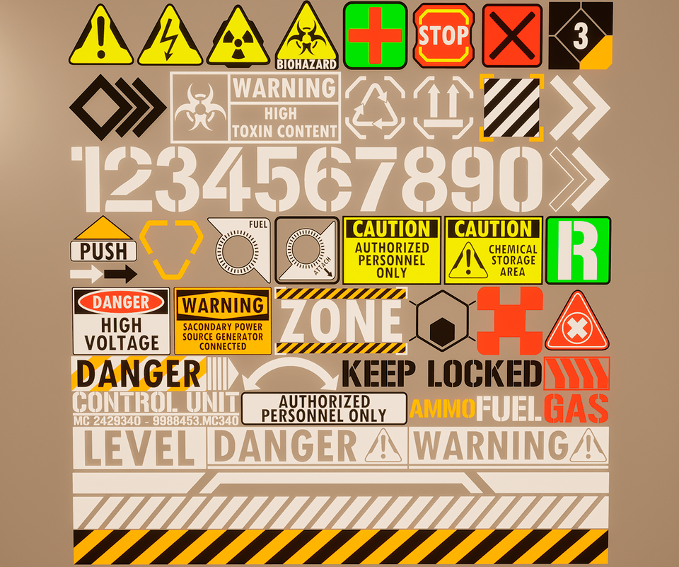 Sci-Fi Decals to decorate Hard Surface models