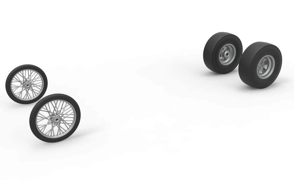 Wheel set of Vintage Front engine dragster 1:25