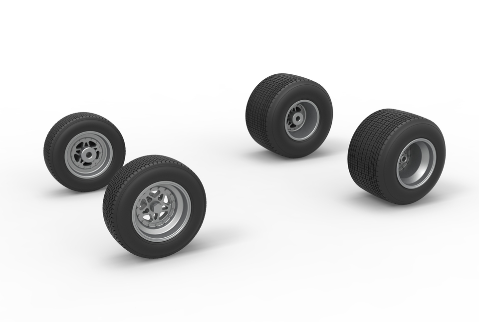 Wheel set of Dirt Sprint car Scale 1:25