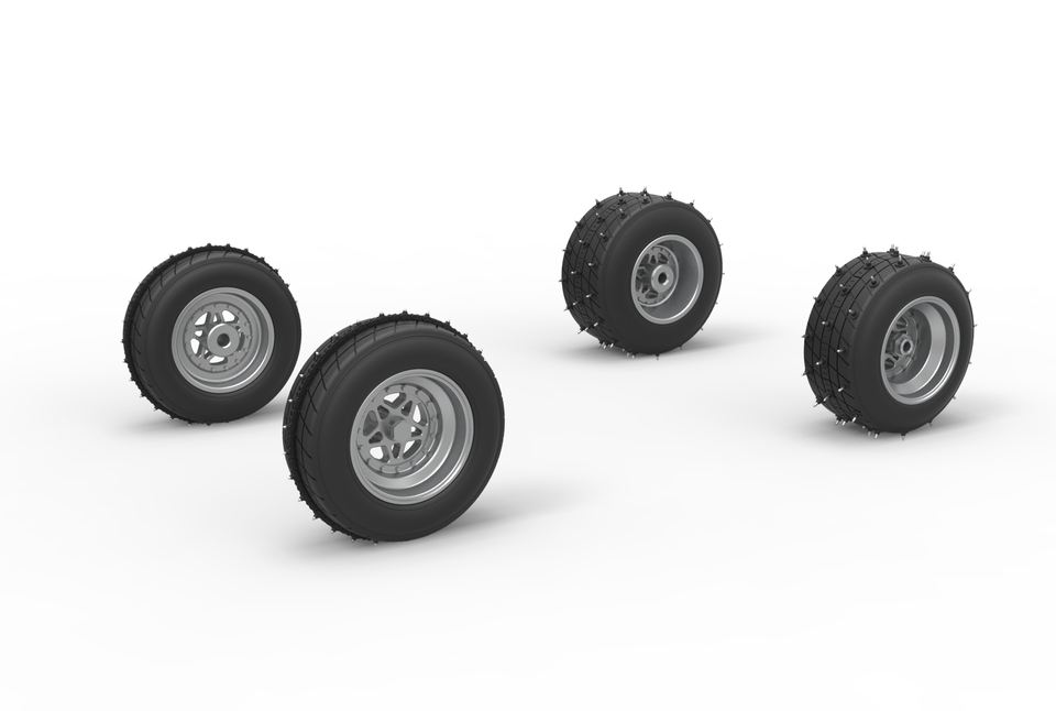 Wheel set of Ice Sprint car Scale 1:25