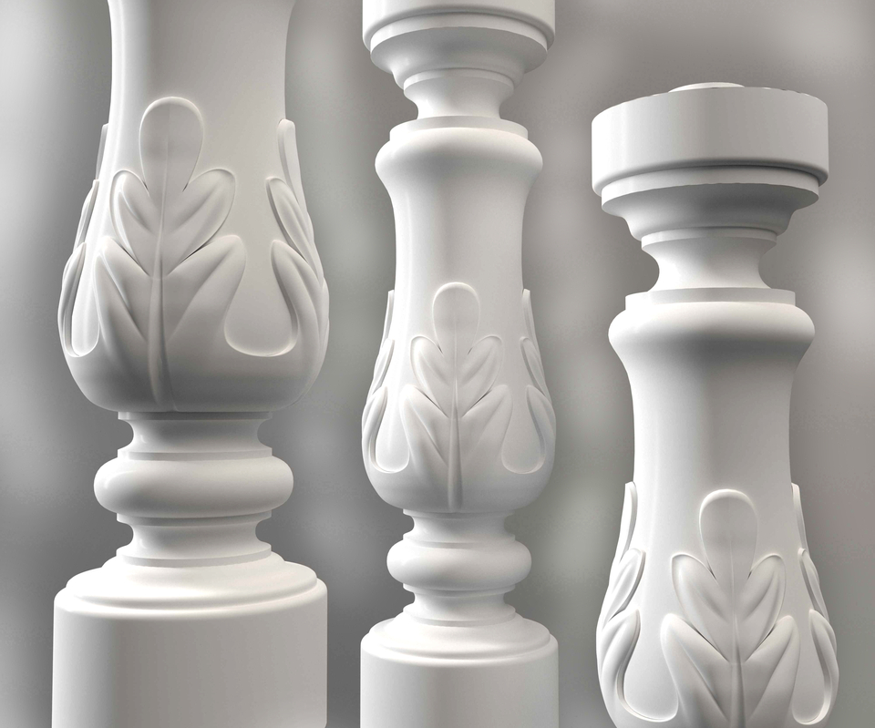 Baluster Column With Leaves for CNC Milling