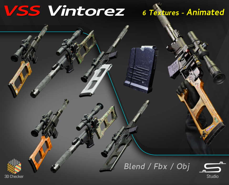 VSS Vintorez Gun - 6 Texture + ANIMATED