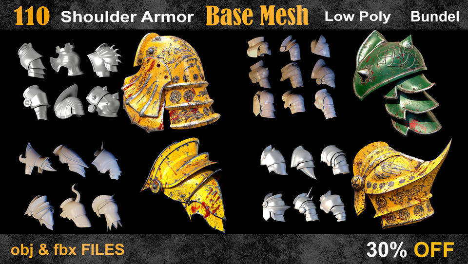 110 Shoulder Armor Base Mesh BUNDLE