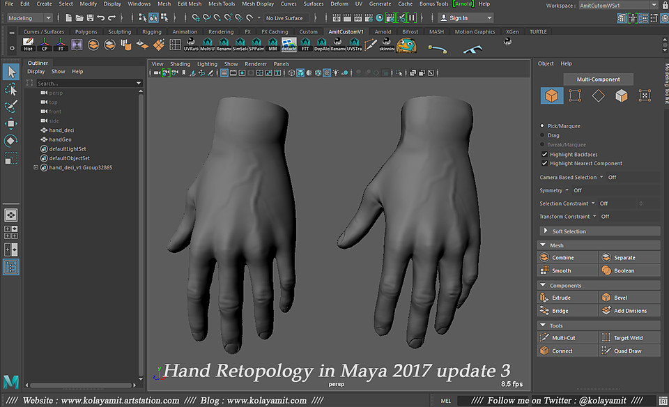Hand Retopology in Maya 2017 update 3