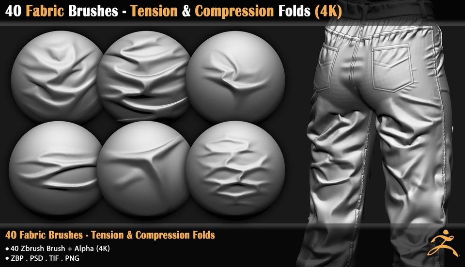 40 Fabric Brushes - Tension / Compression Folds