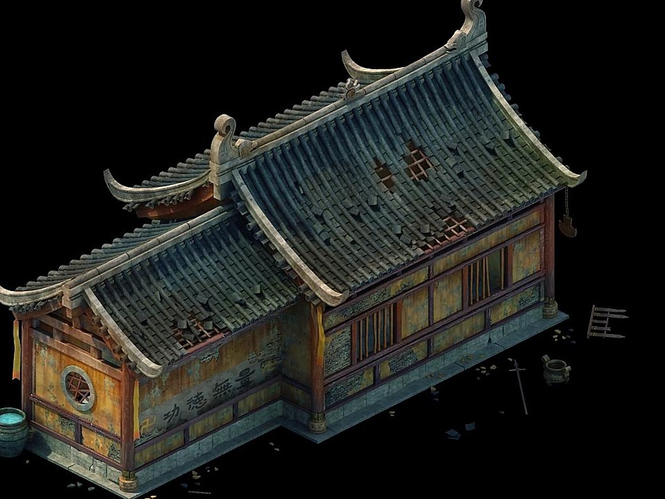 Game model - broken temple side hall 02