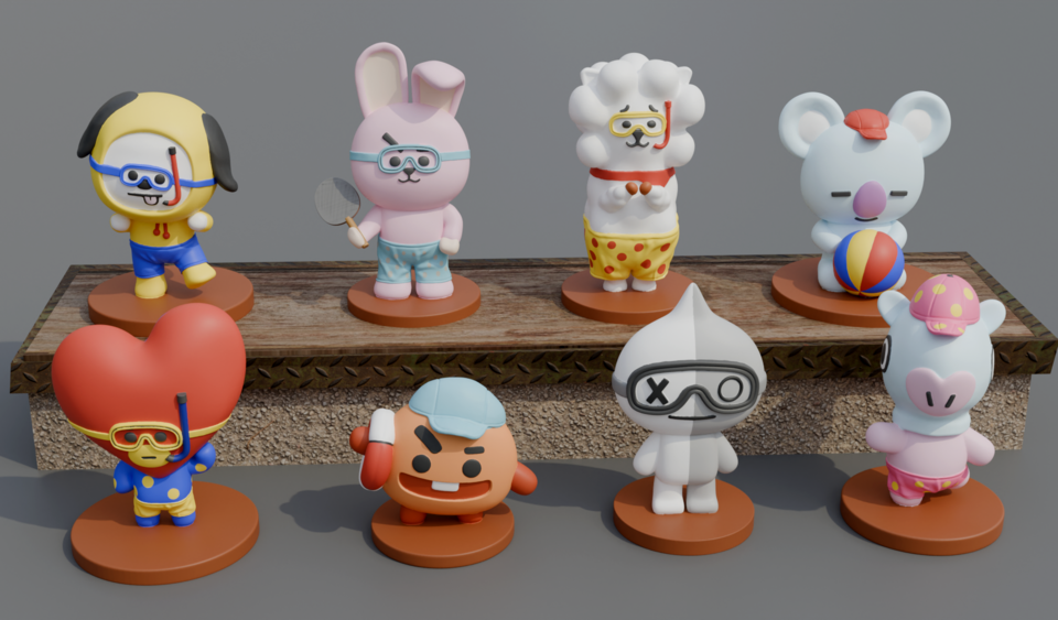 BT21 summer edition figures ready for 3D printing
