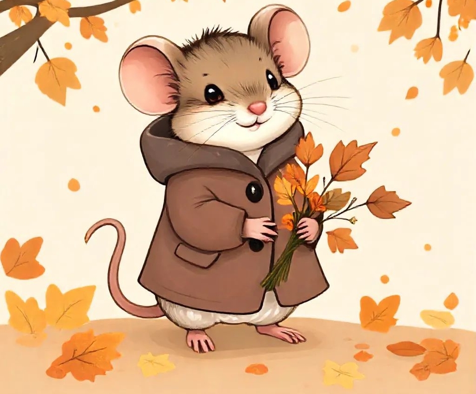 A mouse welcomes the fall