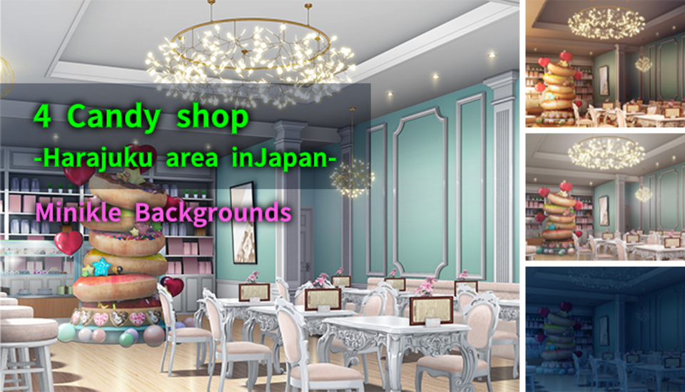 2D Candy shop02 Backgrounds pack - Harajuku area in Japan