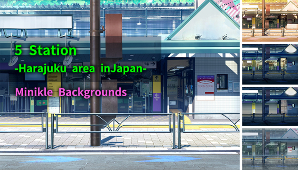 2D Station03 Backgrounds pack - Harajuku area in Japan