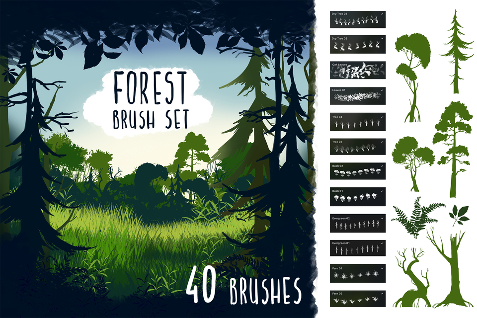 Forest stamp brushes for Photoshop