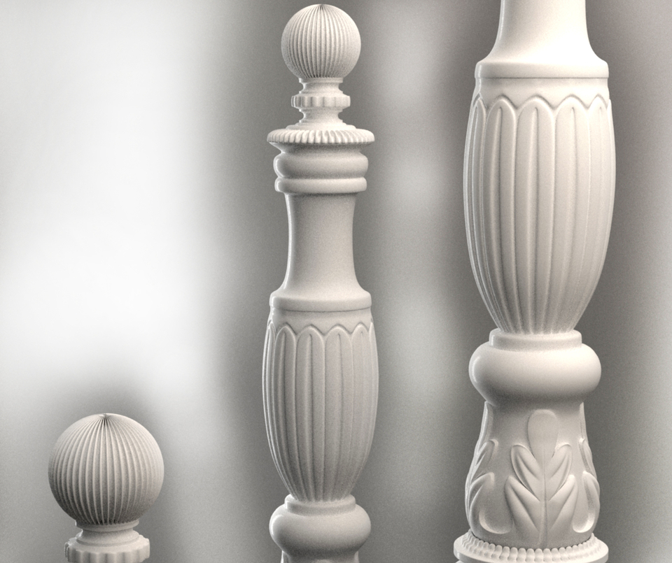 Baluster Column With Leaves for CNC Milling 3D Print Model