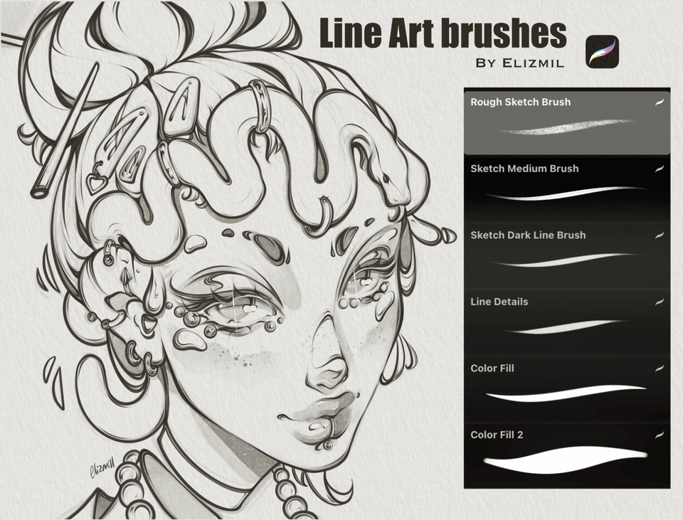 ⭐️ Line Art Brushes for PROCREATE ⭐️ by Elizmil