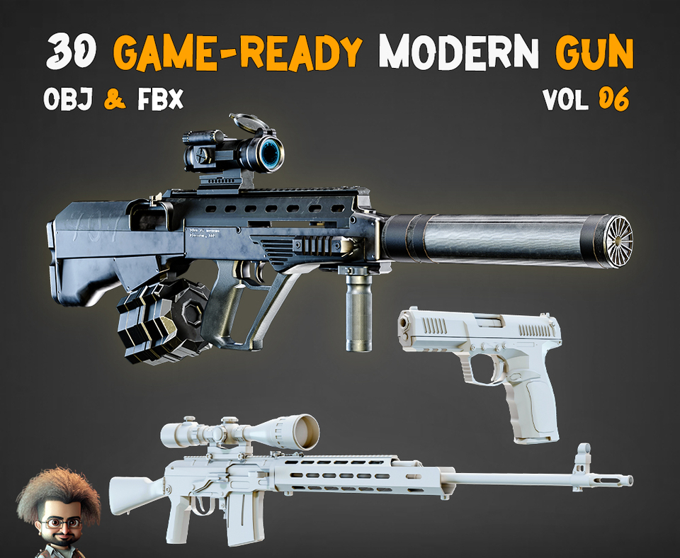 30 Game-Ready Modern Gun - Vol 06