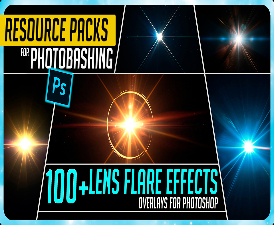 100+ Lens Flare Overlay Effects Resource Pack