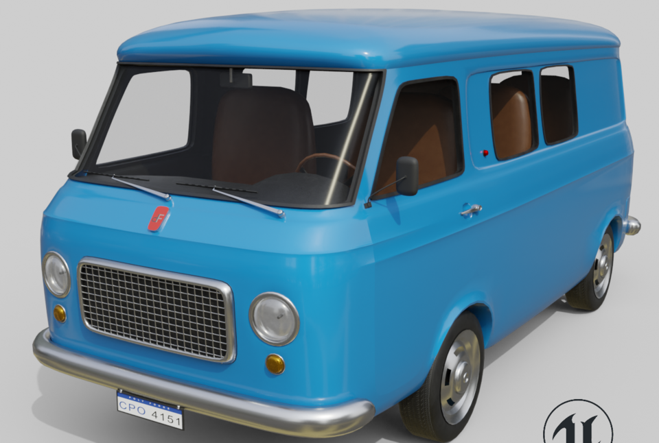 Realistic Vintage Transport Van High-Detail Game-Ready Asset Low-poly ...