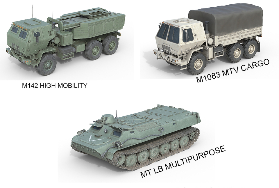 5 Military Vehicles Collection V22 3D Model