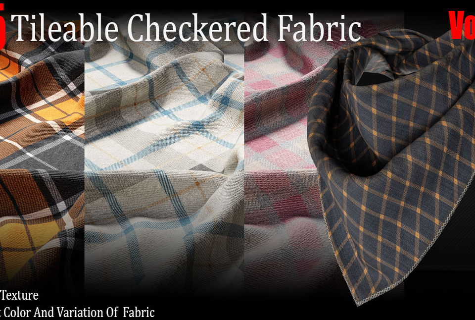 25 Tileable checkered Fabric_Materials+ 4K PBR Textures_Vol_4
