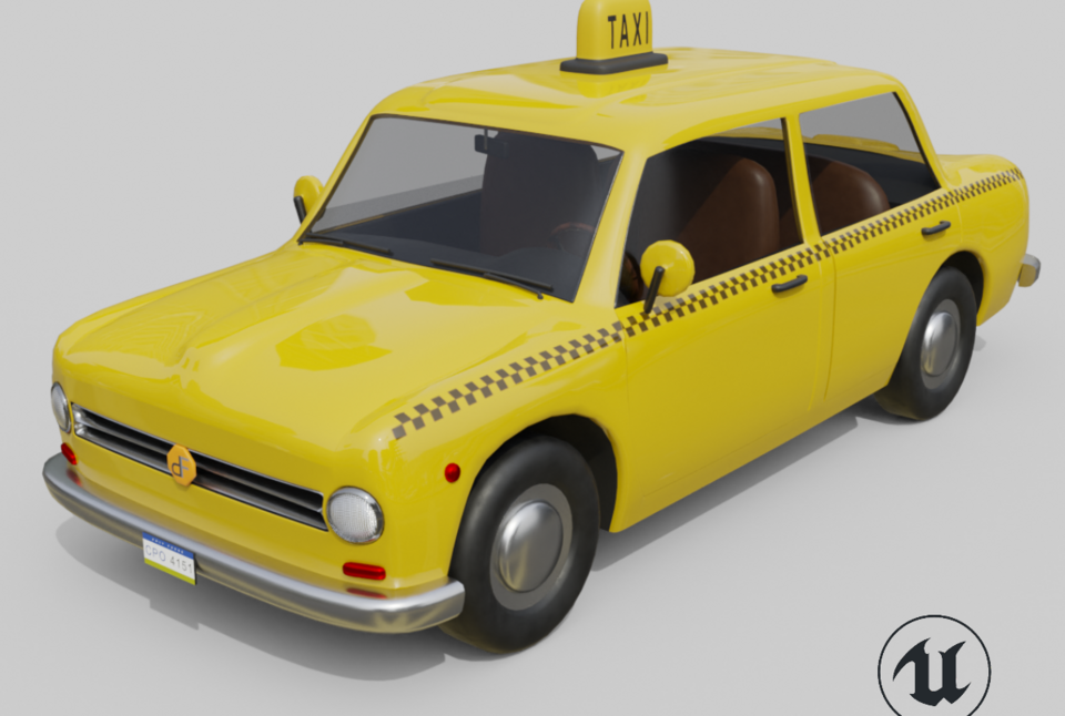 Vintage Taxi Car Game-Ready and Render Asset Low-poly 3D model