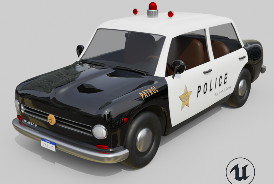 Vintage Police Car Game-Ready and Render Asset Low-poly 3D model