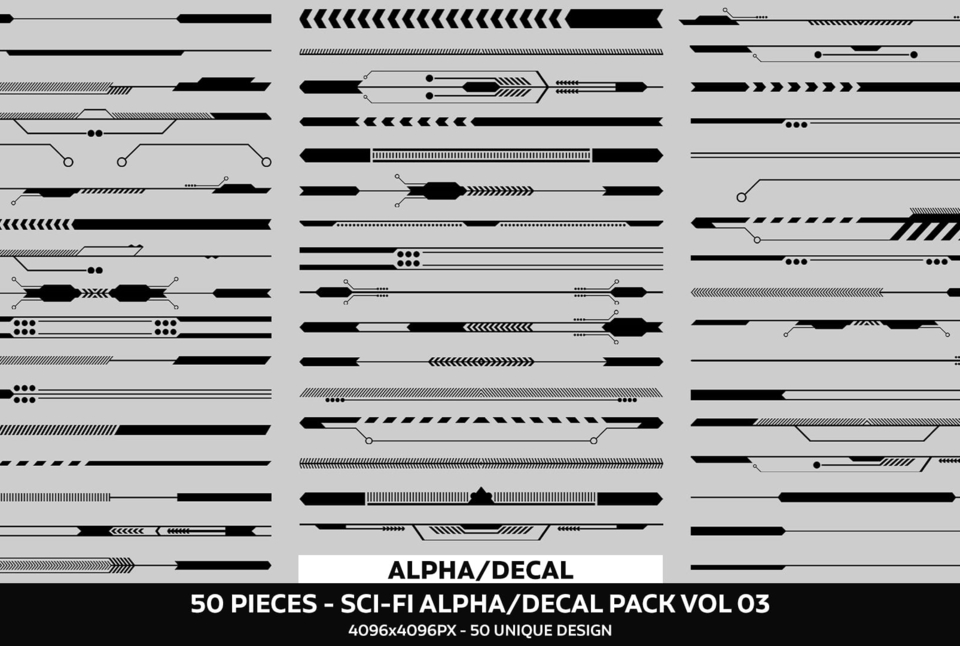 50 + Sci-Fi Alpha Decal Pack Vol 03