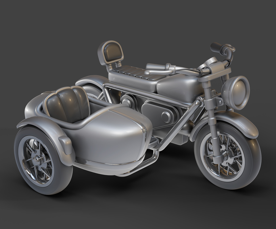 Cartoon Motorcycle With Sidecar 01