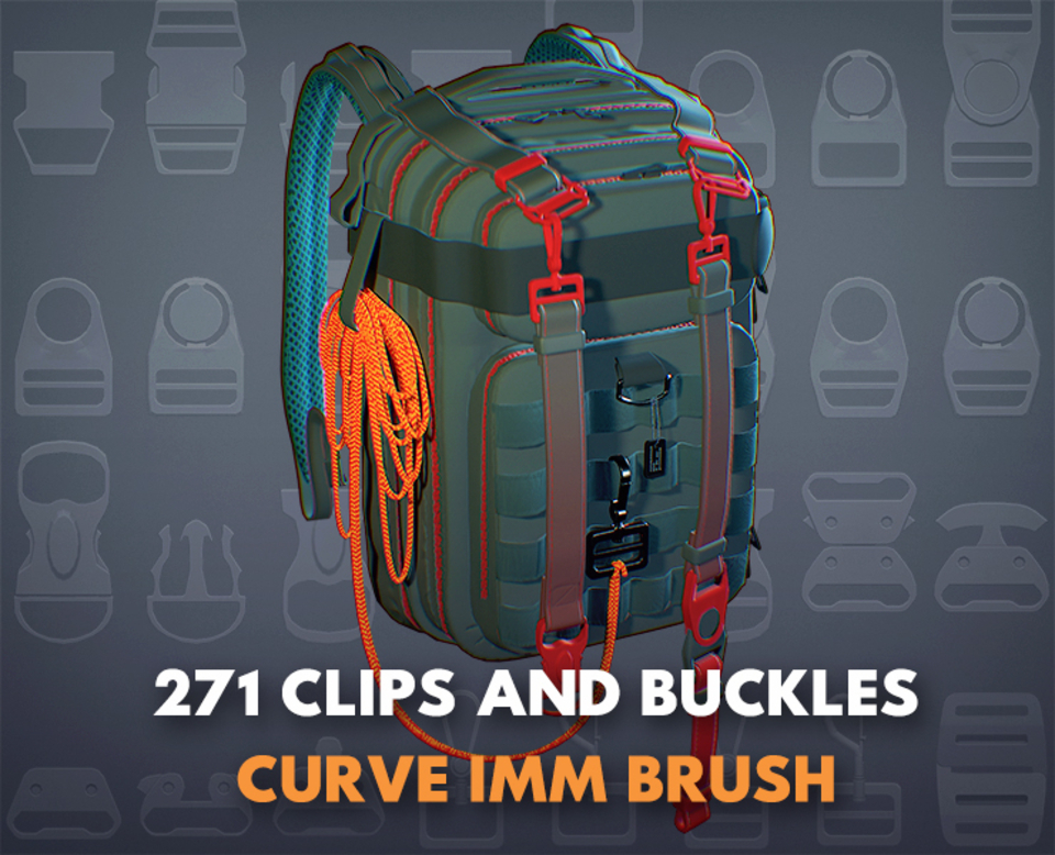 271 Clips an Buckles IMM curve Brush to Zbrush and Blender [NEW]