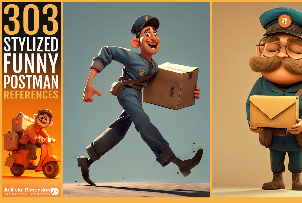 303 stylized funny postman