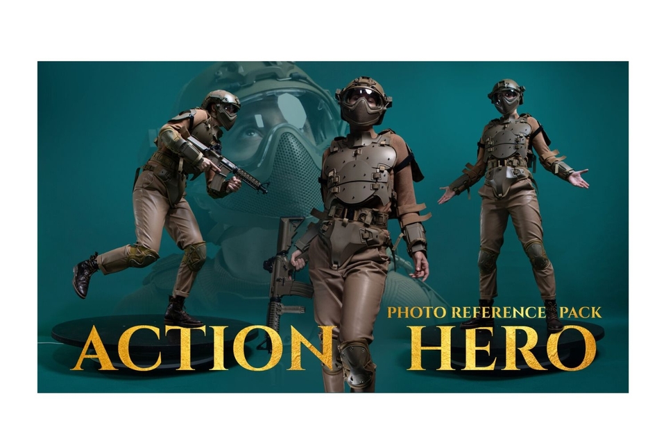 Action Heroine - Reference Photo Pack for Artists 548 JPEGs noAI