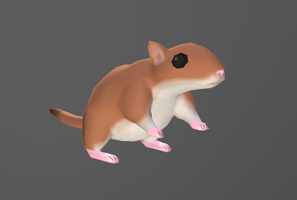 Toon Gerbil / Hamster Low Poly Model - Animated