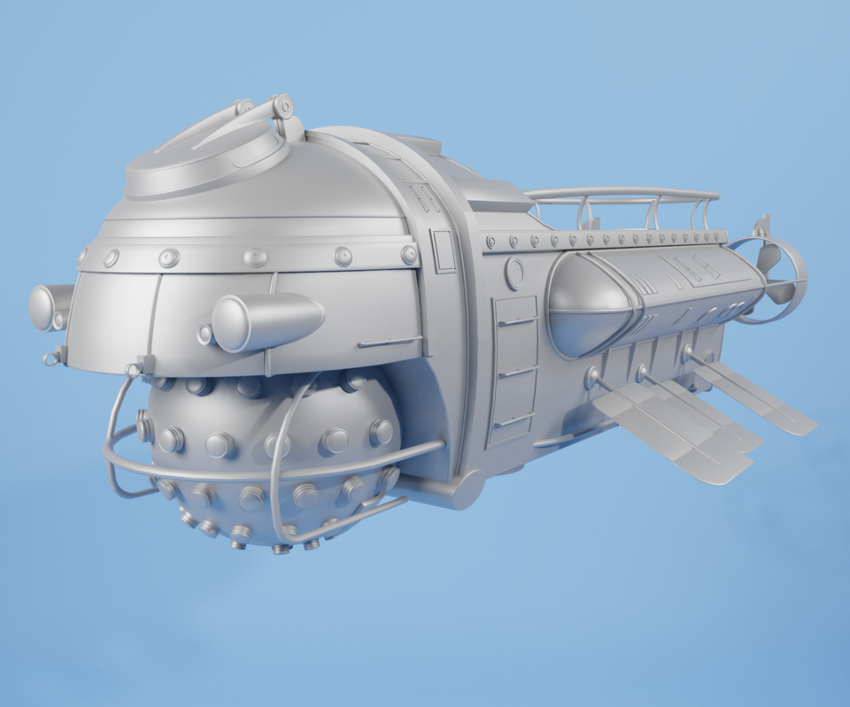 free models Military fast submarine -Low-poly 3D models