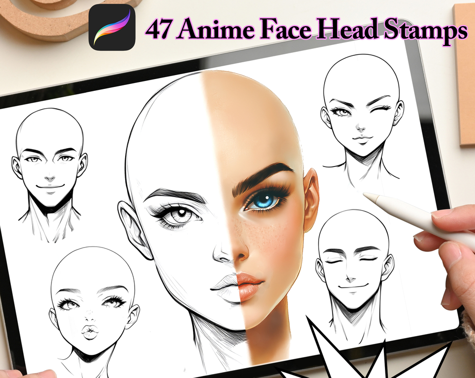 Procreate Manga Head Stamps