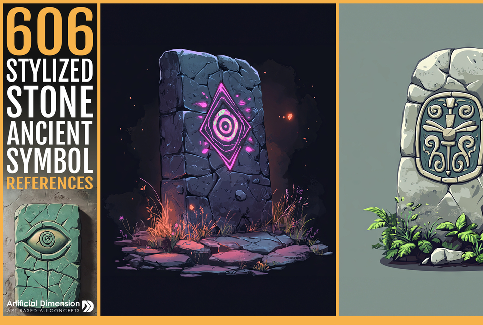 606 Stylized stone with Ancient Symbol