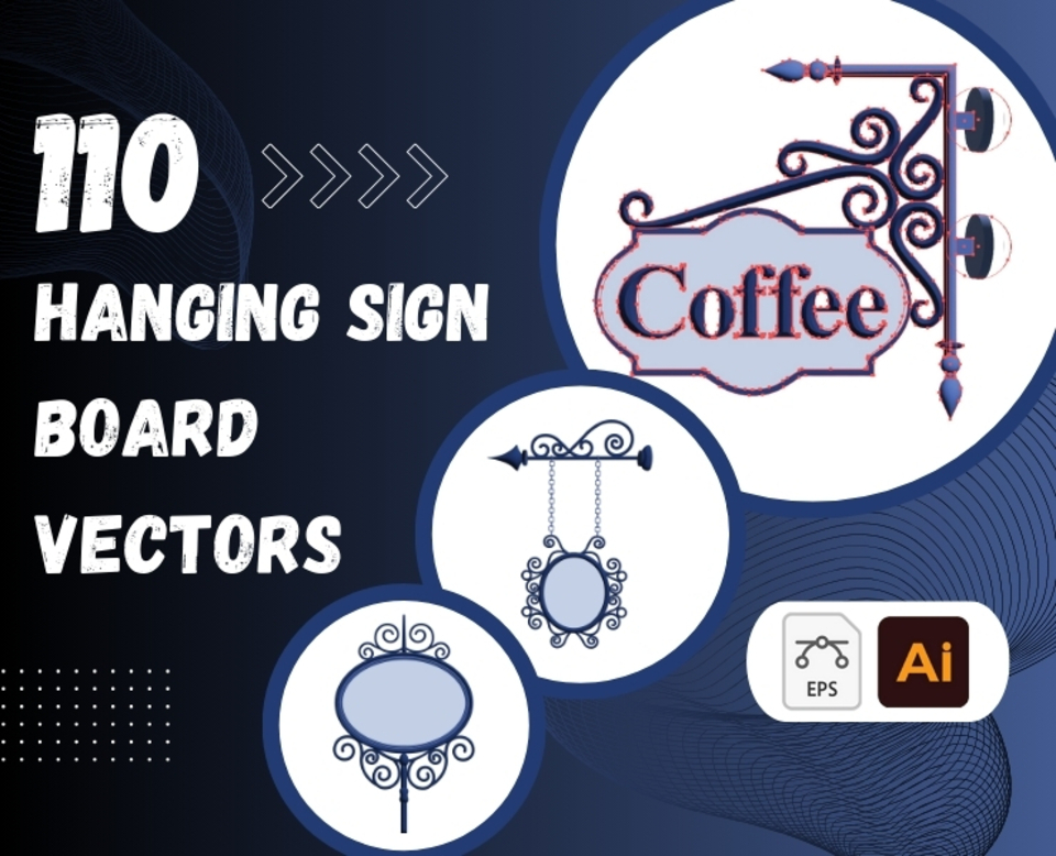 110 Hanging Sign Board Vectors