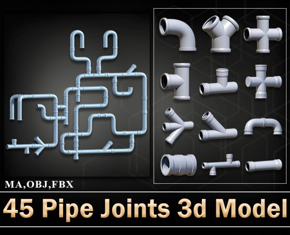 45 Pipe Joints 3D Models