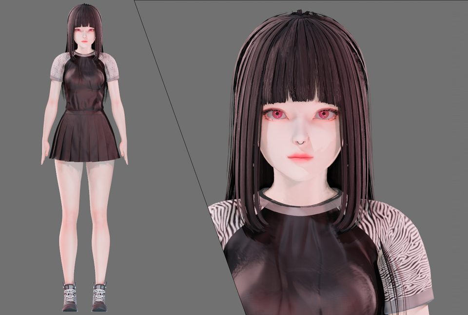 Emo Clothing 0002 - UE5 - Unity - Blender - Animated