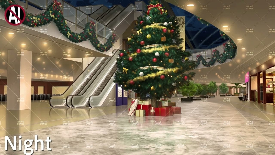 4 Christmas BG Animations - "Shopping mall entrance"