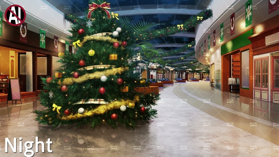 4 Christmas BG Animations - "Shopping mall passage"